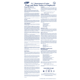 2026 North Carolina Minimum Wage Poster Only @ $10.95